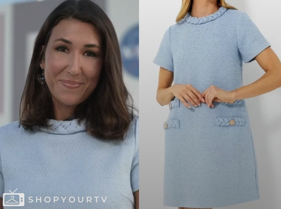 The Today Show: July 2025 Marissa Parra's Blue Tweed Braided Shift Mini ...
