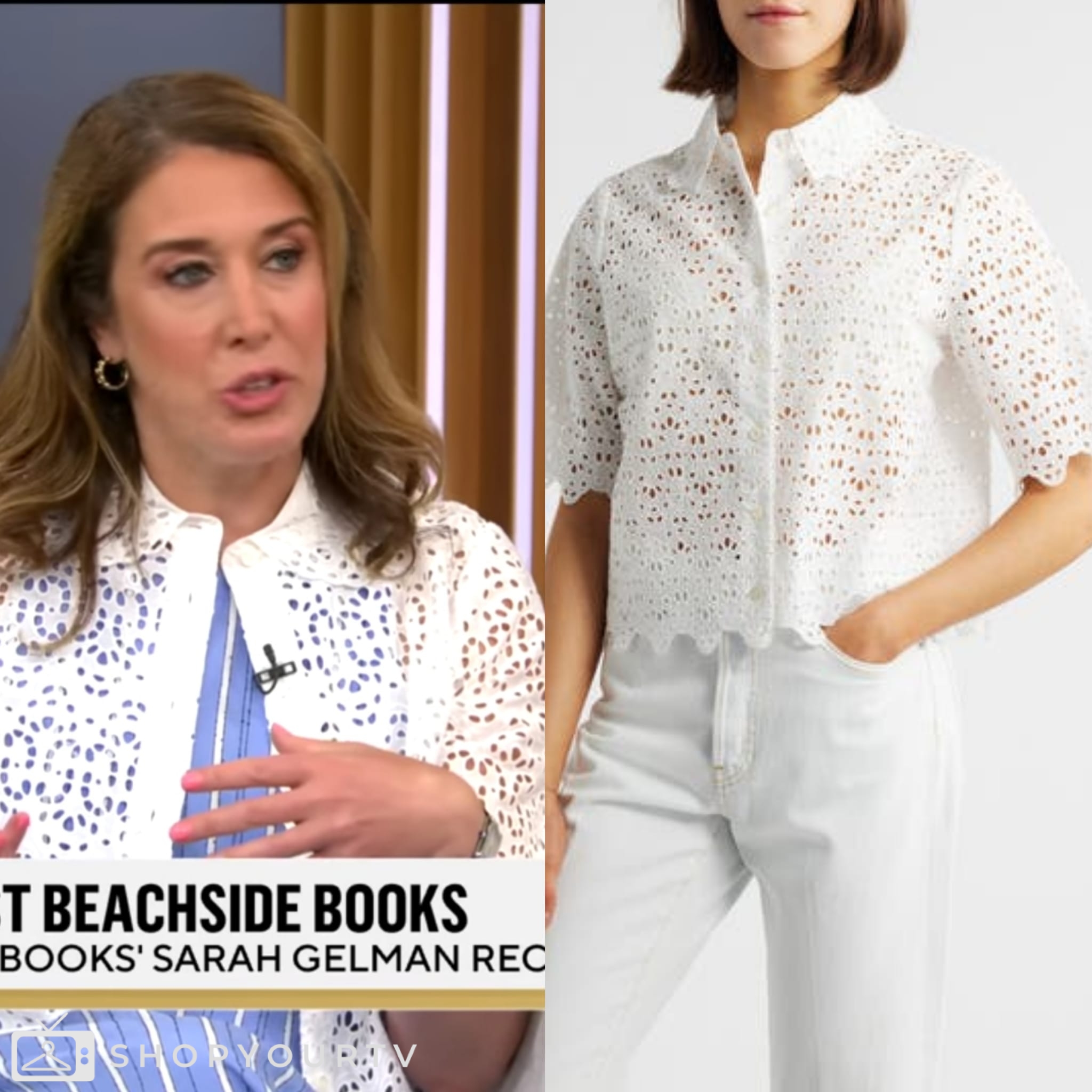 CBS Mornings: July 2025 Sarah’s White Eyelet Top | Shop Your TV