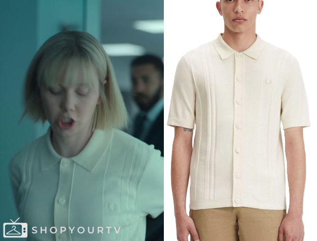 Karen Pirie: Season 2 Episode 3 Karen's White Ribbed Polo Top | Shop ...
