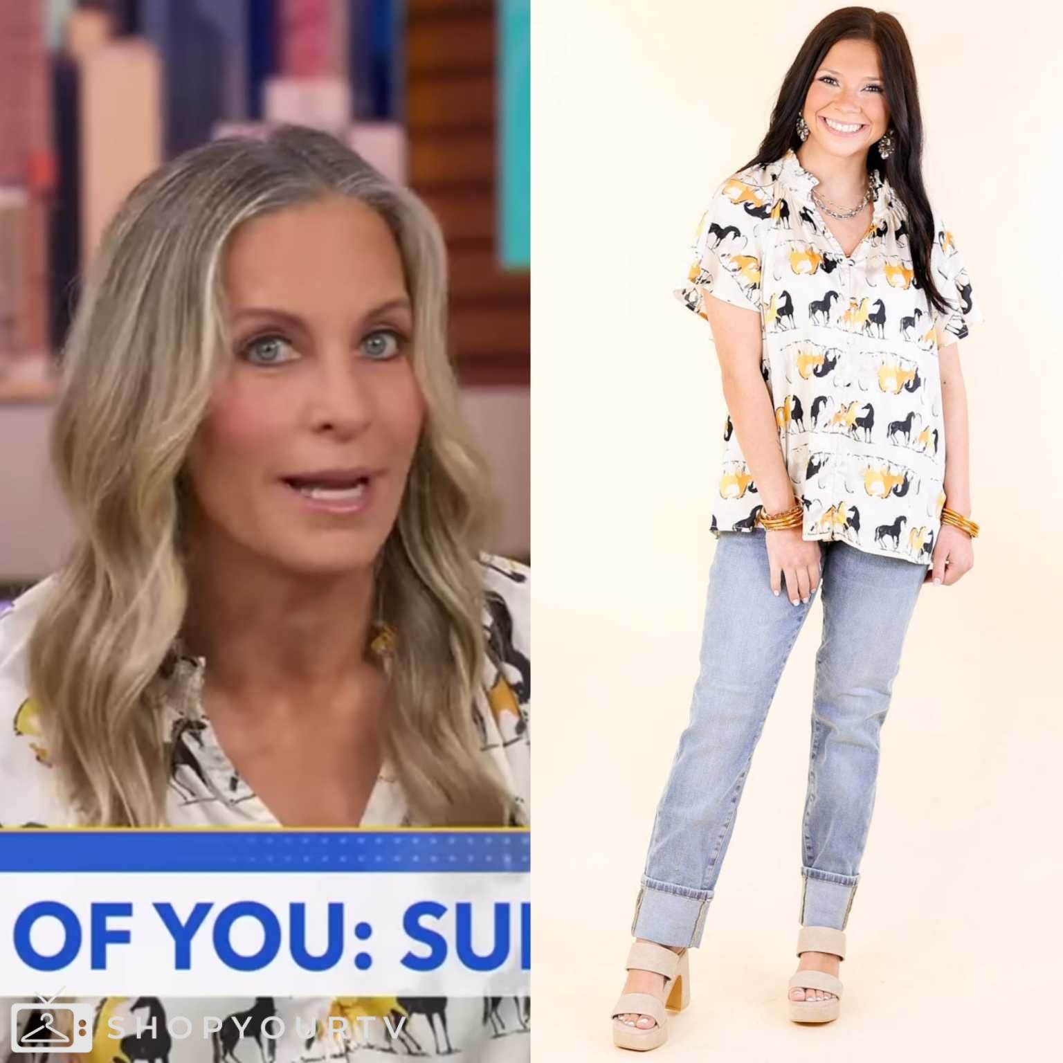 Good Morning America: July 2025 Becky's Horse Print Blouse | Shop Your TV