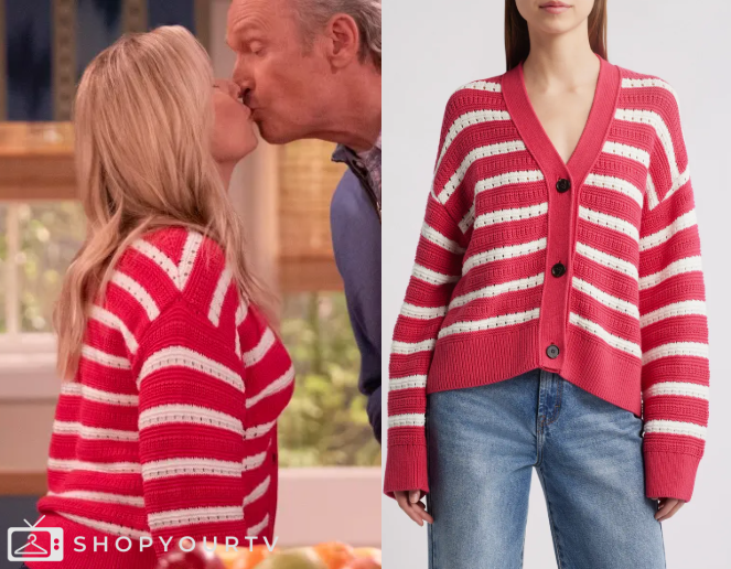 Leanne: Season 1 Episode 8 Leanne's Pink & White Striped Cardigan ...