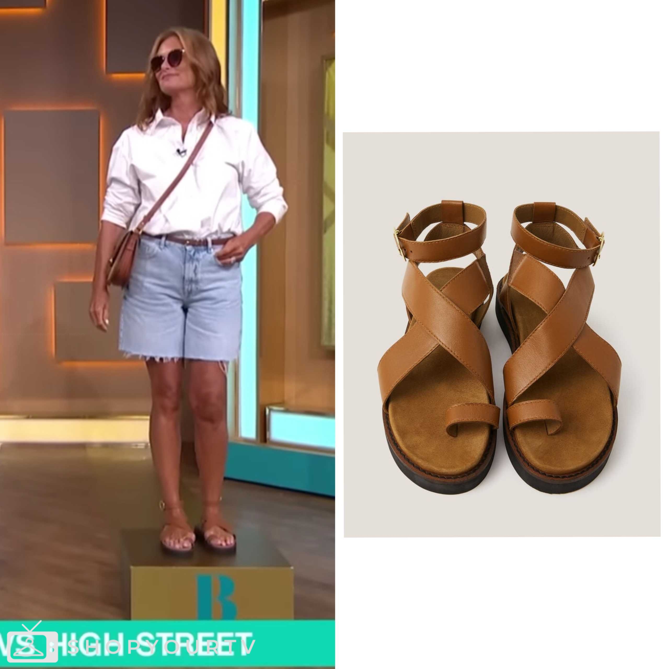This Morning: July 2025 Linda’s Leather Tan Sandals | Shop Your TV