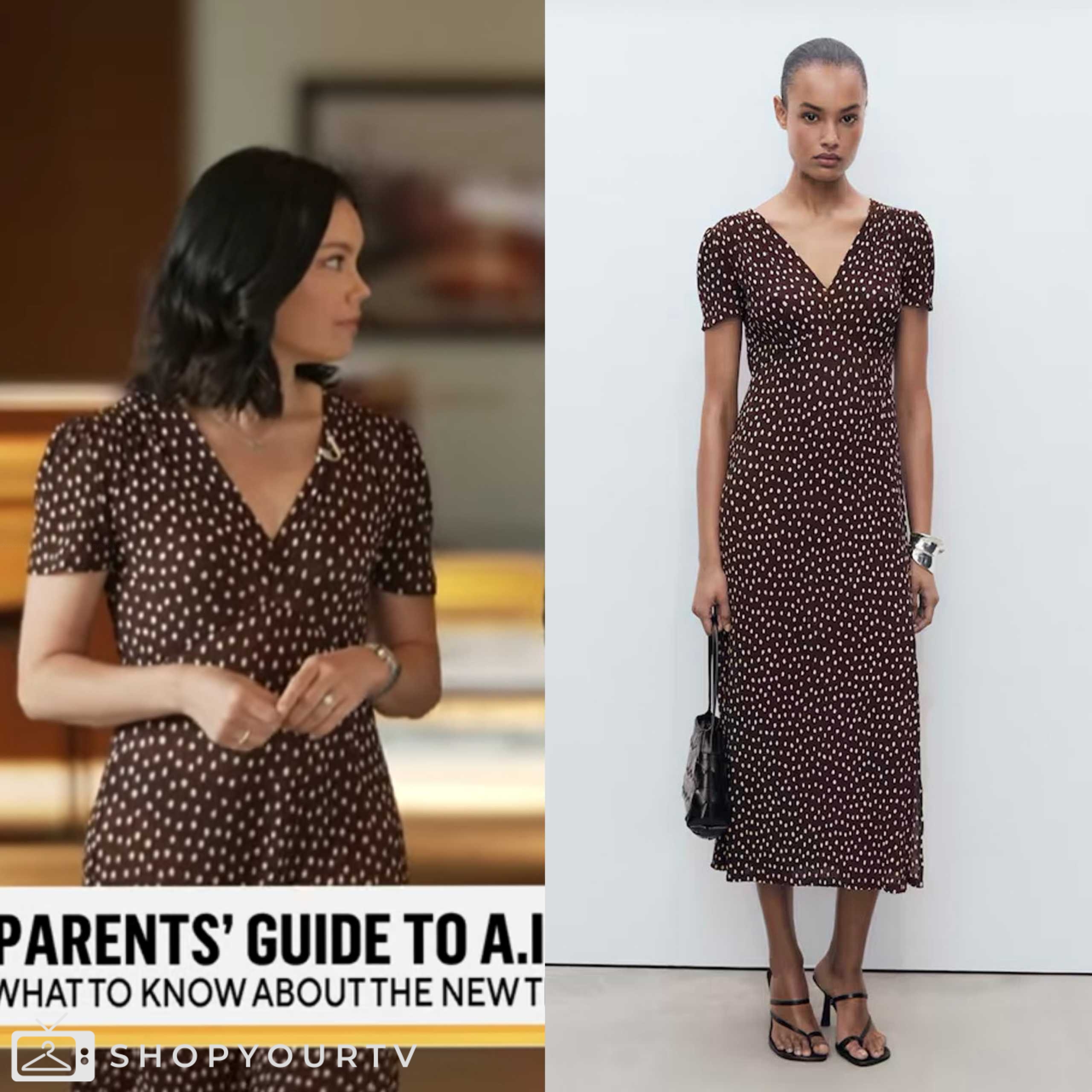 CBS Mornings: August 2025 Jo Ling’s Brown Polka Dot Dress | Shop Your TV