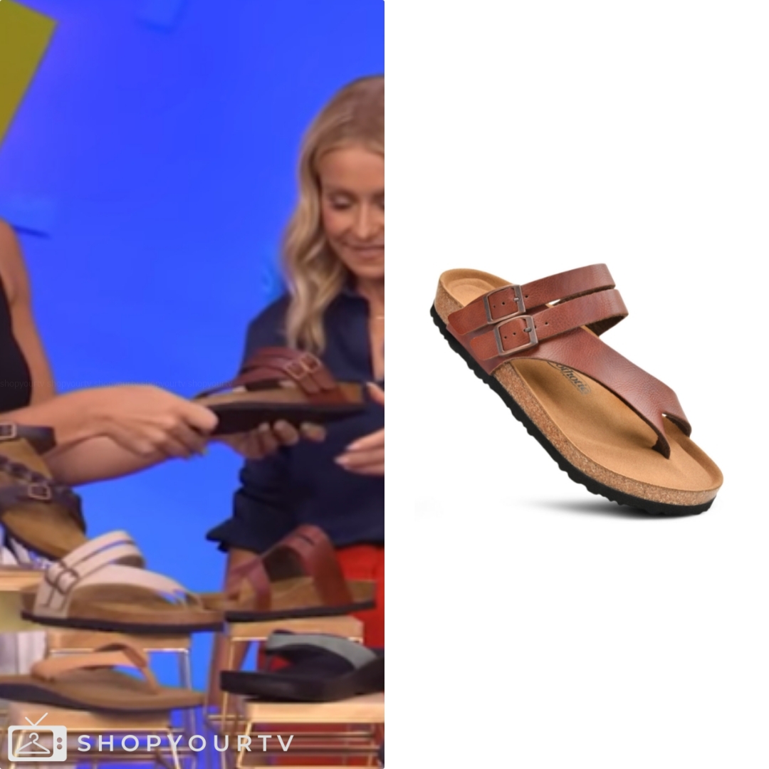 Live with Kelly and Mark: July 2025 Brown Split Toe Slide Sandals ...