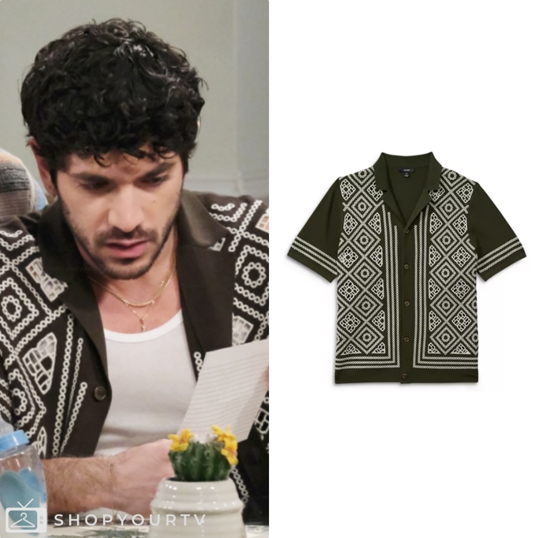 Days Of Our Lives: August 2025 Javi's Green Embroidered Camp Shirt ...