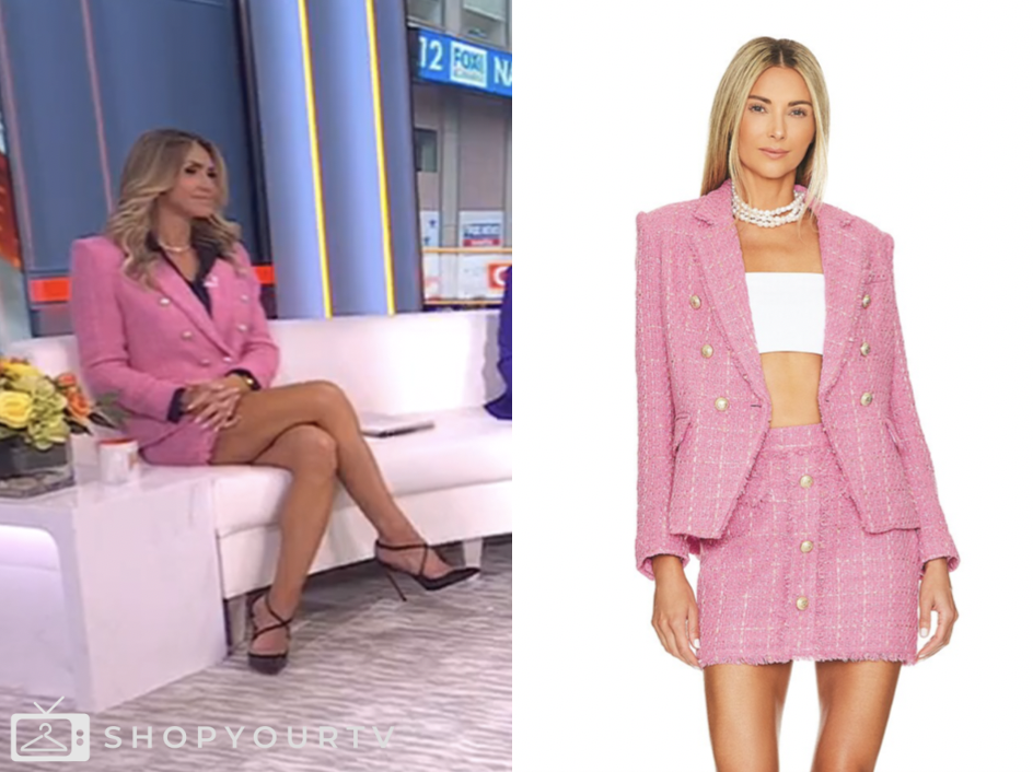 Outnumbered: August 2025 Lara Trump's Pink Tweed Blazer and Mini Skirt ...