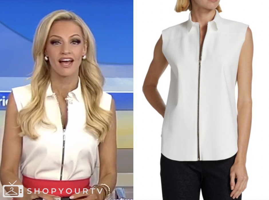 Fox and Friends: August 2025 Carley Shimkus's White Zip-Front Top ...
