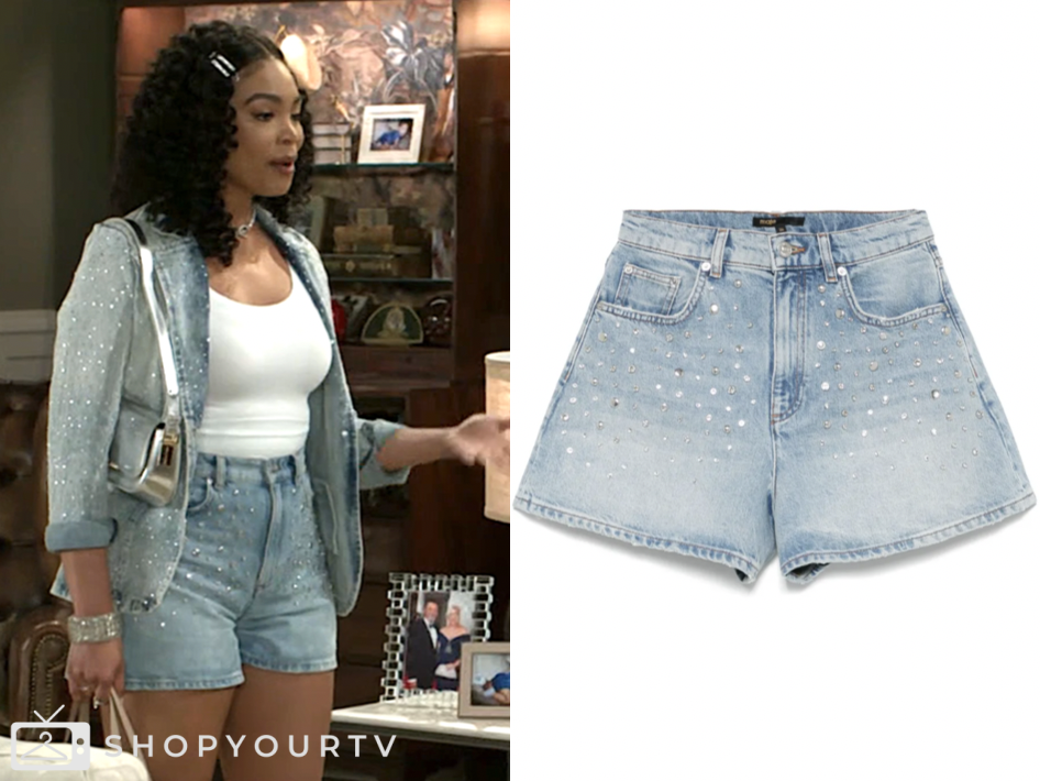 Beyond the Gates: July 2025 Chelsea Hamilton's Embellished Denim Shorts ...