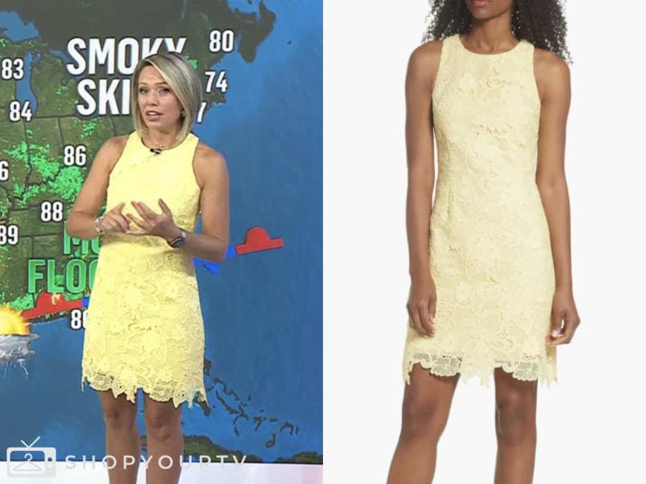 The Today Show: August 2025 Dylan Dreyer’s Yellow Lace Sheath Dress ...