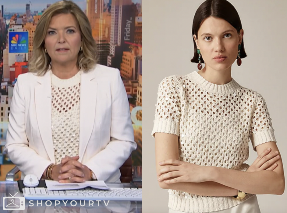 NBC News Daily: August 2025 Christine Romans's Ivory White Pointelle ...