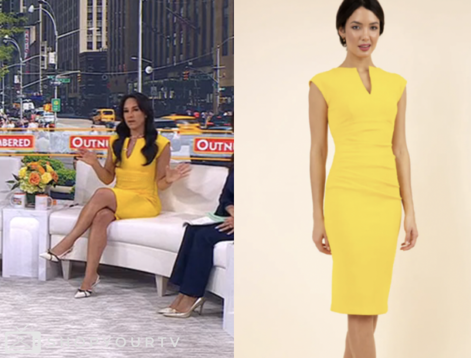 Outnumbered: August 2025 Emily Compagno’s Yellow Split Neck Sheath ...