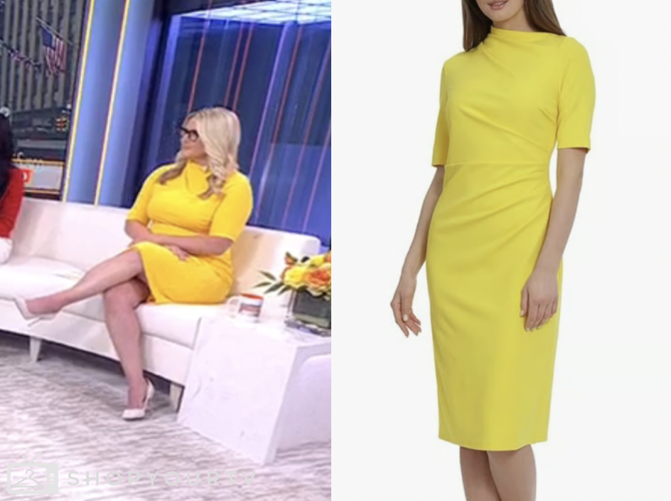 Outnumbered: August 2025 Marie Harf's Yellow Draped Boatneck Sheath ...