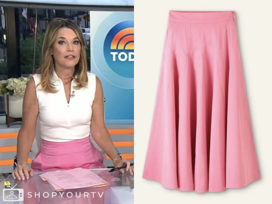 The Today Show: August 2025 Savannah Guthrie’s Pink Midi Skirt | Shop ...