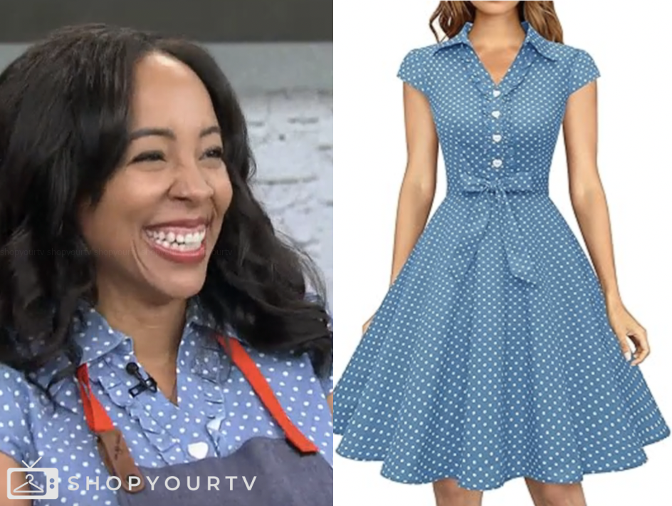 The Today Show: August 2025 Erica Blaire Roby's Blue Polka Dot Midi Dress | Shop Your TV