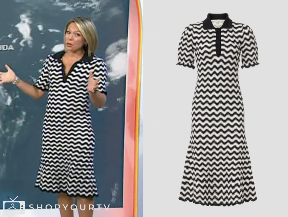 The Today Show: August 2025 Dylan Dreyer's White and Black Wavy Knit ...