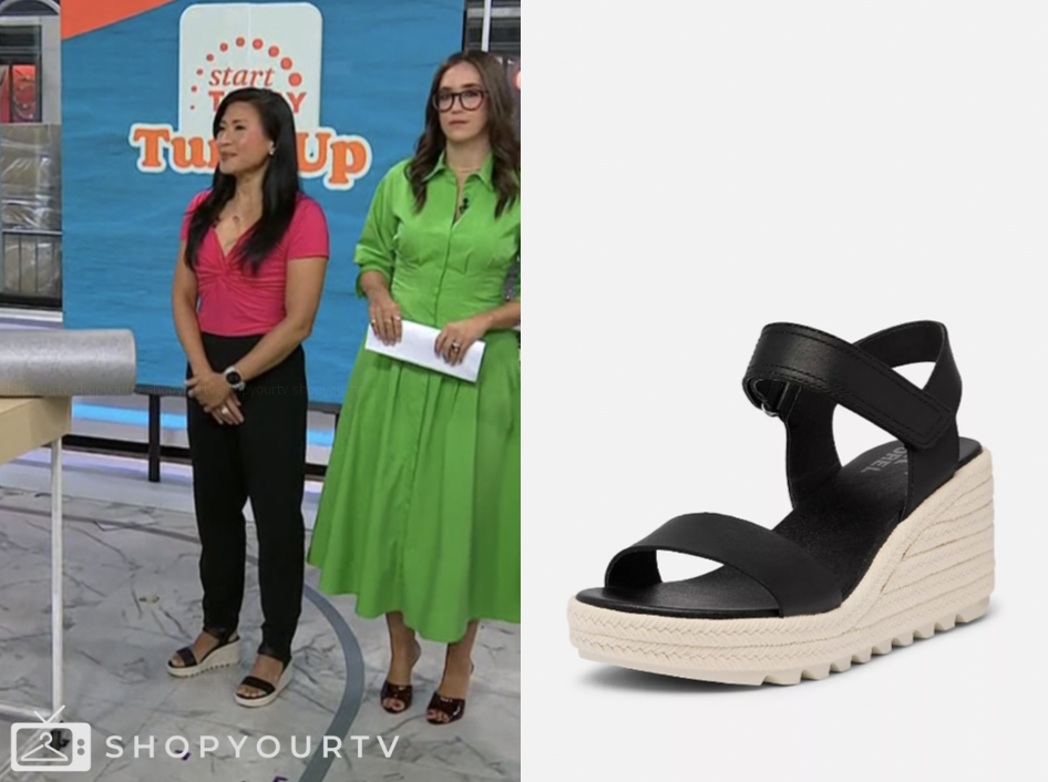 The Today Show: August 2025 Karena Wu's Black Wedge Sandals Heels ...