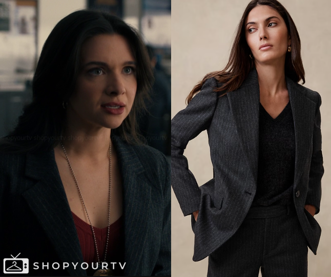 Providence Falls: Season 1 Episode 1 Cora's Gray Pinstriped Blazer ...