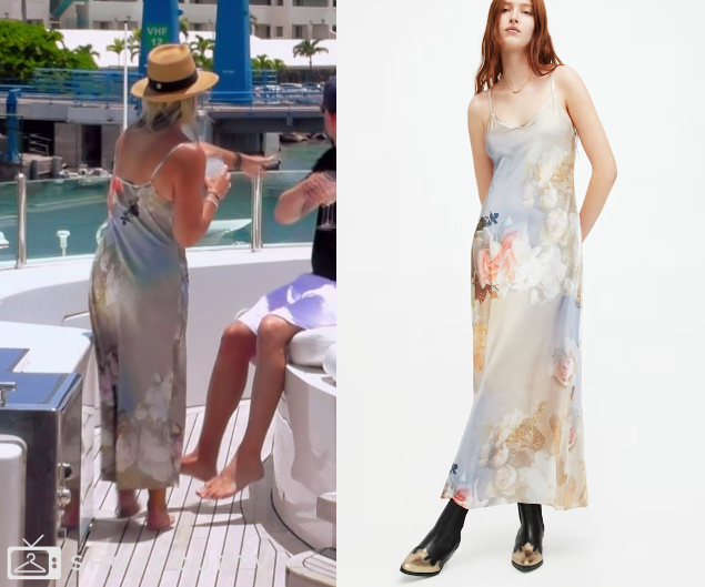 Below Deck: Season 12 Episode 13 Blue/White Silk Floral Midi Dress ...