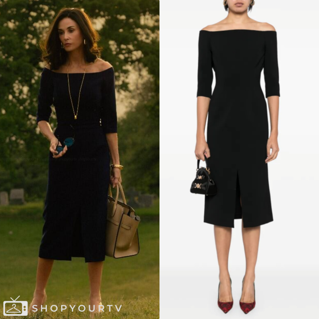 Landman: Season 2 Cami’s Black Off-Shoulder Midi Dress | Shop Your TV