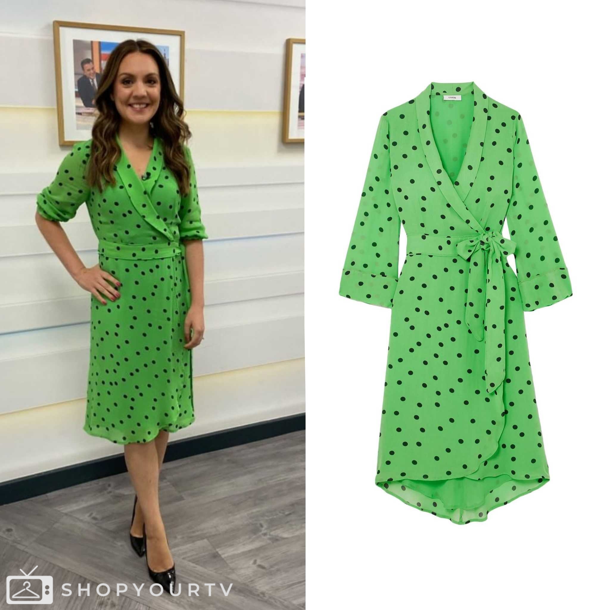 Good Morning Britain: August 2025 Laura’s Green Polka Dot Dress | Shop ...