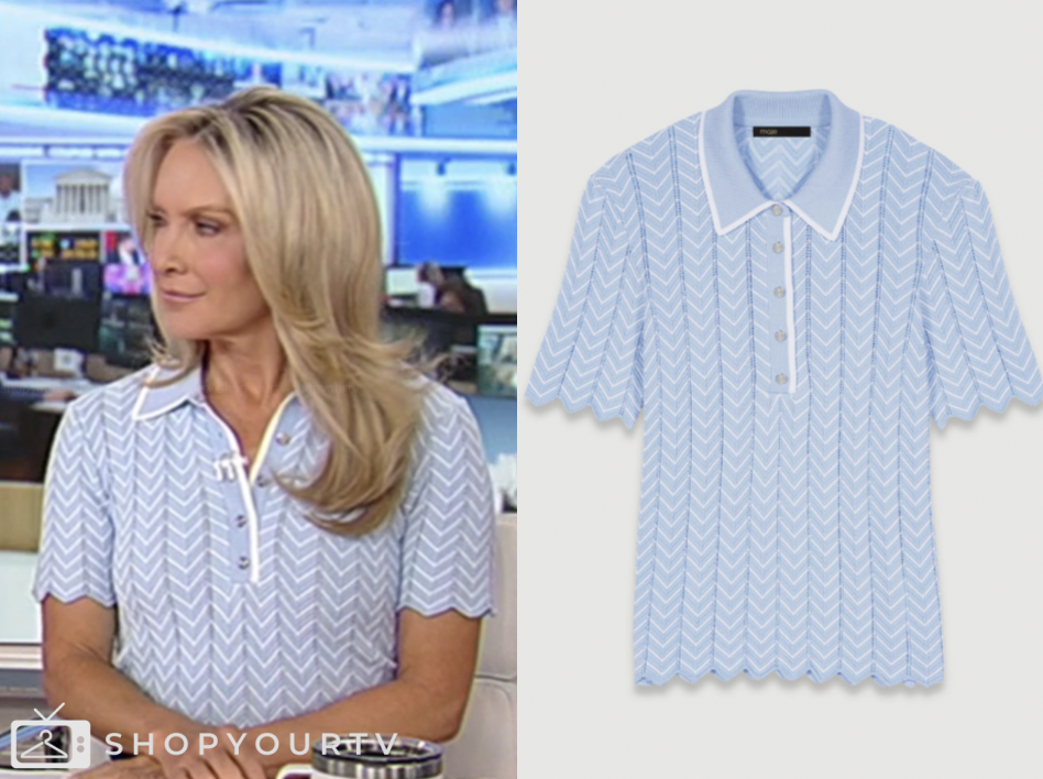 America's Newsroom: September 2025 Dana Perino's Blue Chevron Knit Polo ...