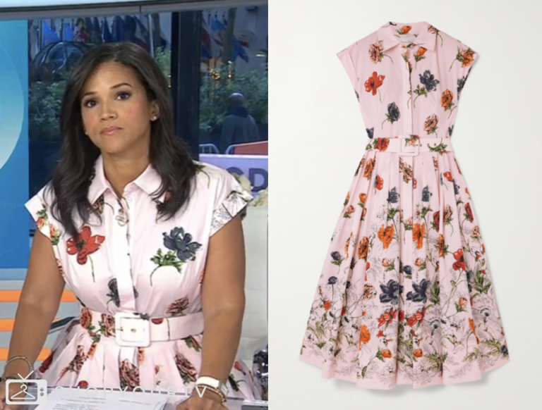 The Today Show: September 2025 Laura Jarrett's Pink Floral Belted Shirt ...