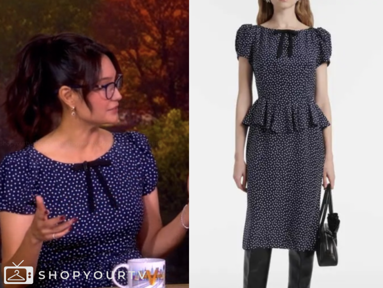 The View: September 2025 Emma Heming Willis's Navy Blue Polka Dot Bow ...