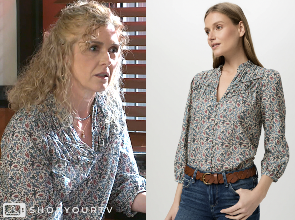 Beyond the Gates: September 2025 Jan Morgan's Blue Floral Blouse | Shop ...