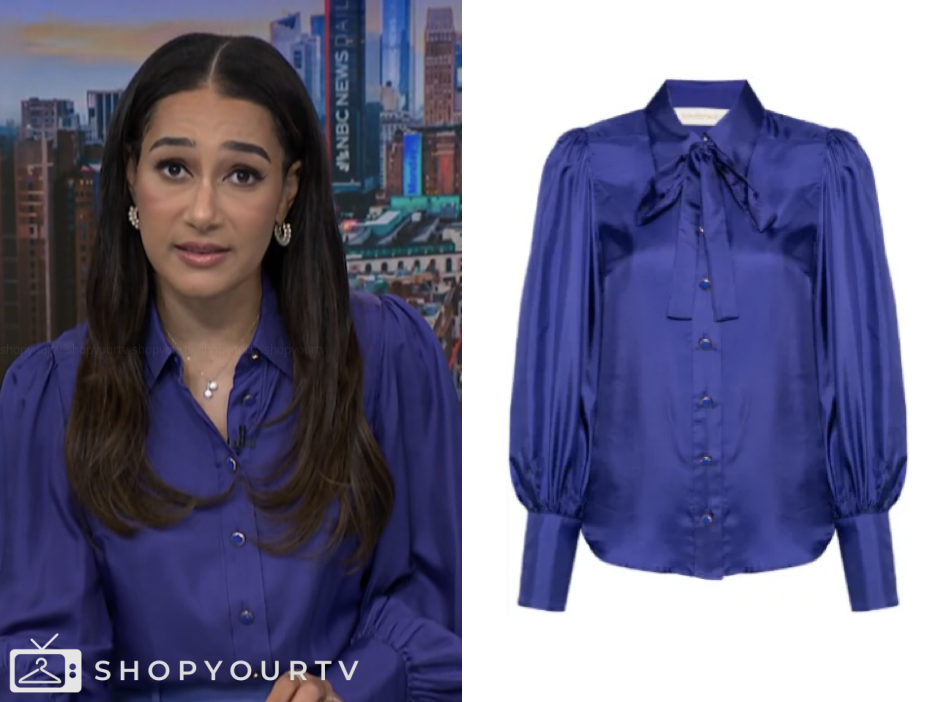 NBC News Daily: September 2025 Morgan Radford’s Blue Purple Tie Neck ...