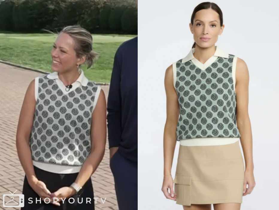 The Today Show: September 2025 Dylan Dreyer's Green Printed Knit Polo ...