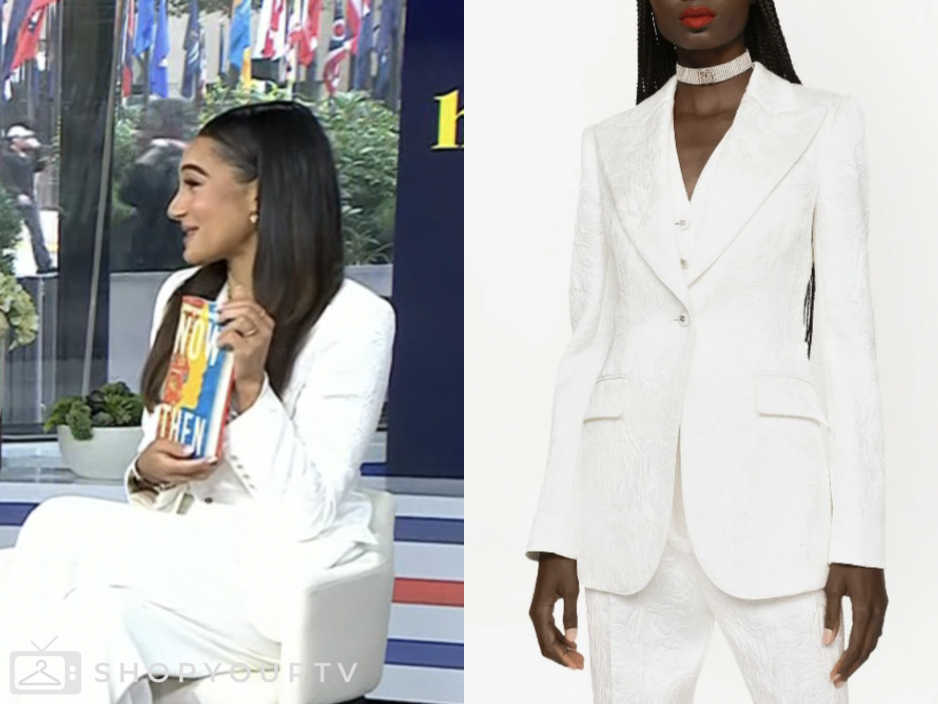 The Today Show: September 2025 Morgan Radford's White Floral Brocade ...