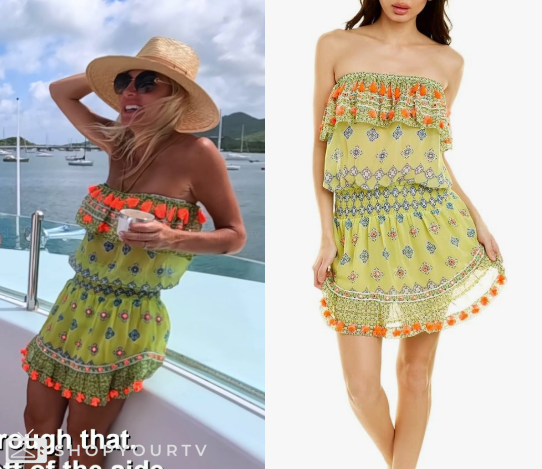 Below Deck: Season 12 Episode 16 Green Printed Strapless Dress | Shop ...