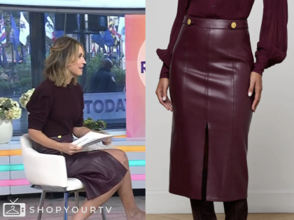 The Today Show October 2025 Savannah Guthries Burgundy Leather Midi