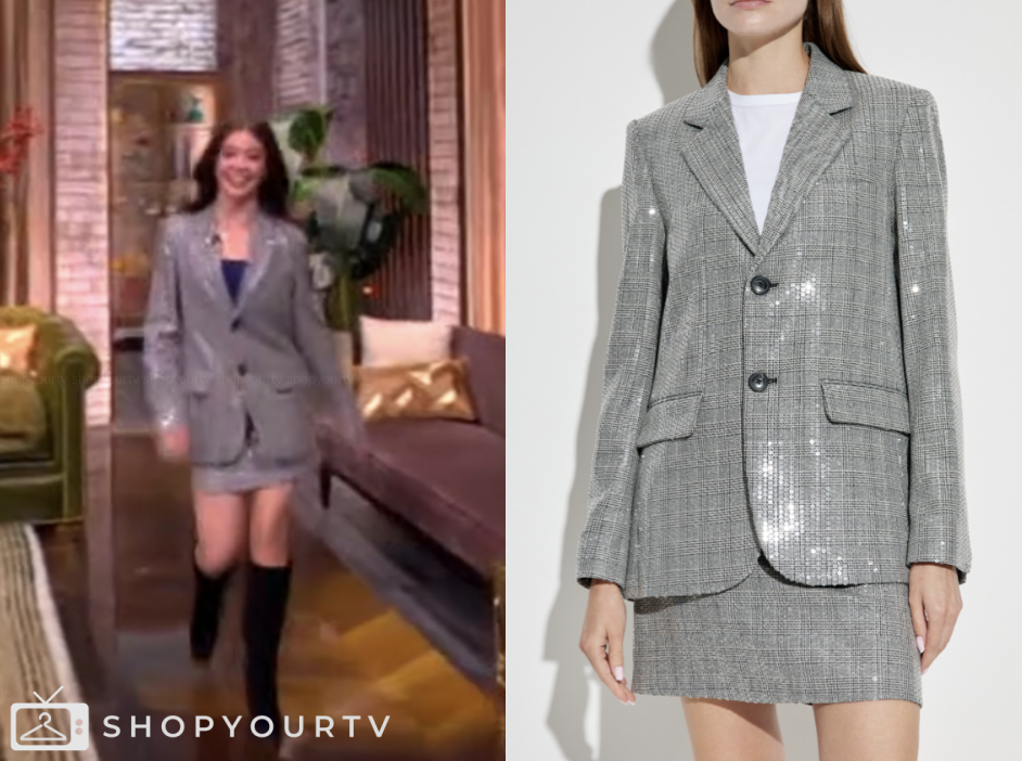 The View: October 2025 Kenzi Richardson's Grey Plaid Sequin Blazer and ...