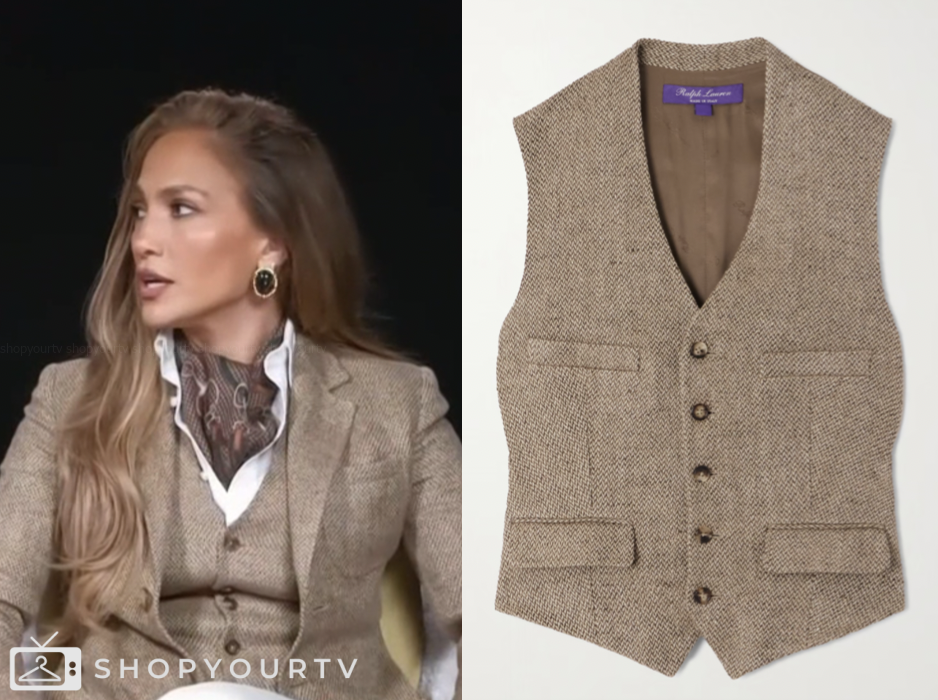 Access Hollywood: October 2025 Jennifer Lopez's Brown Tweed Vest | Shop ...