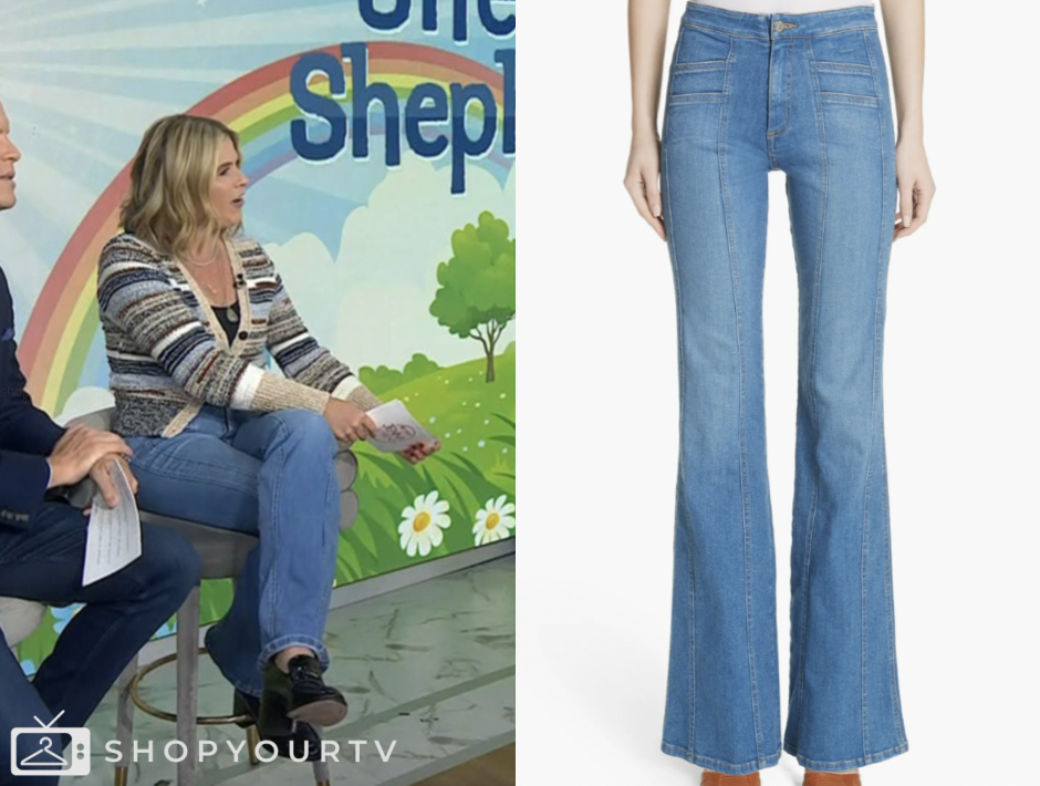 The Today Show: October 2025 Jenna Bush Hager’s Light Wash Wide Leg ...